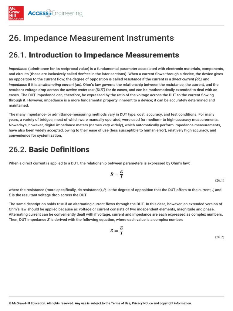 Impedance Measurement Instruments: 26.1. Introduction To Impedance ...