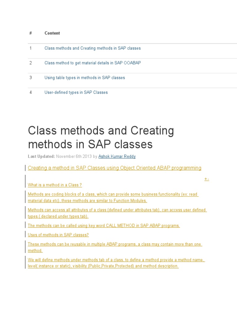 02.working With Class Methods in OOABAP | PDF | Method (Computer Programming) | Class (Computer ...