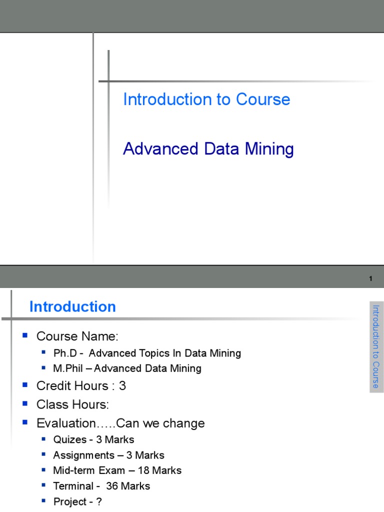 Introduction To Course: Advanced Data Mining | PDF | Data Mining ...