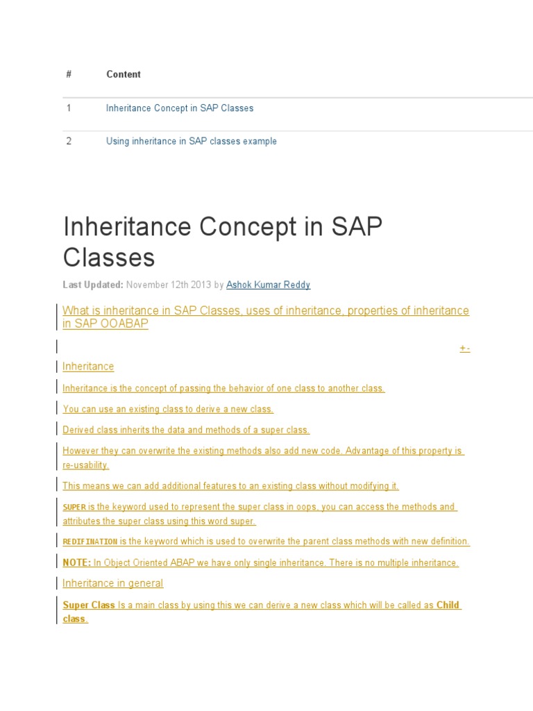 Heritance In Sap Classes Pdf Class Computer Programming 1333