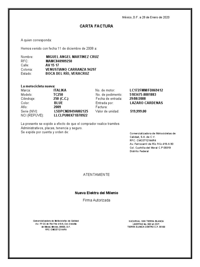 Carta Factura | PDF | México