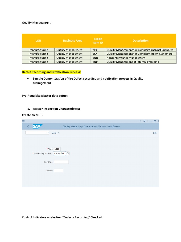 Defect Recording Process in SAP QM | PDF | Quality Management ...