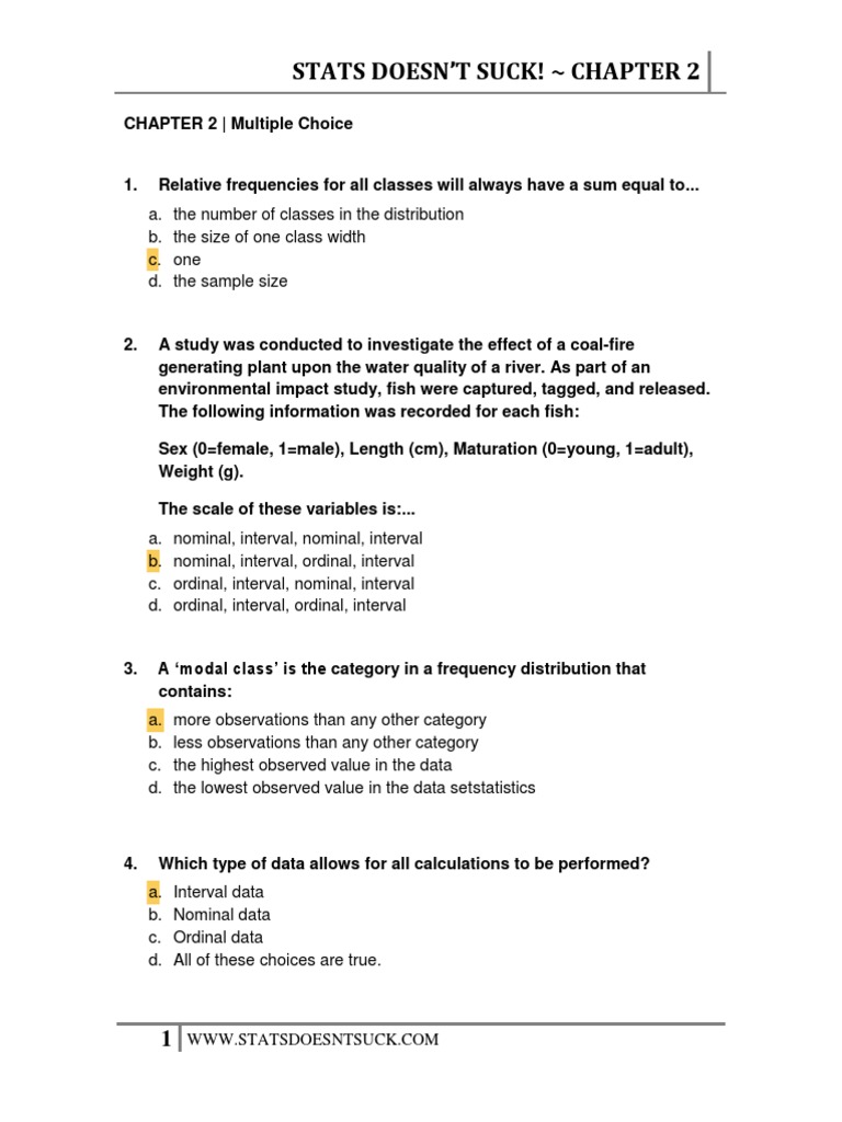 ADMS 2320 Chapter 2 Questions PDF | PDF | Level Of Measurement | Statistics
