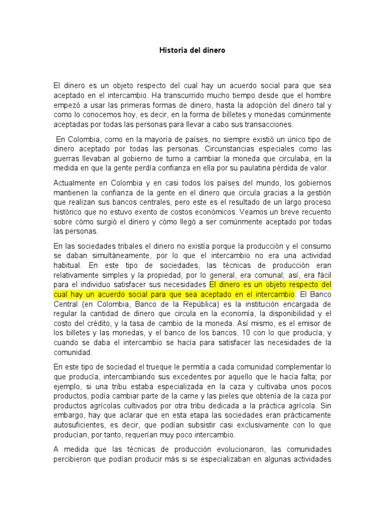 Historia Del Dinero | PDF | Estándar dorado | Dinero