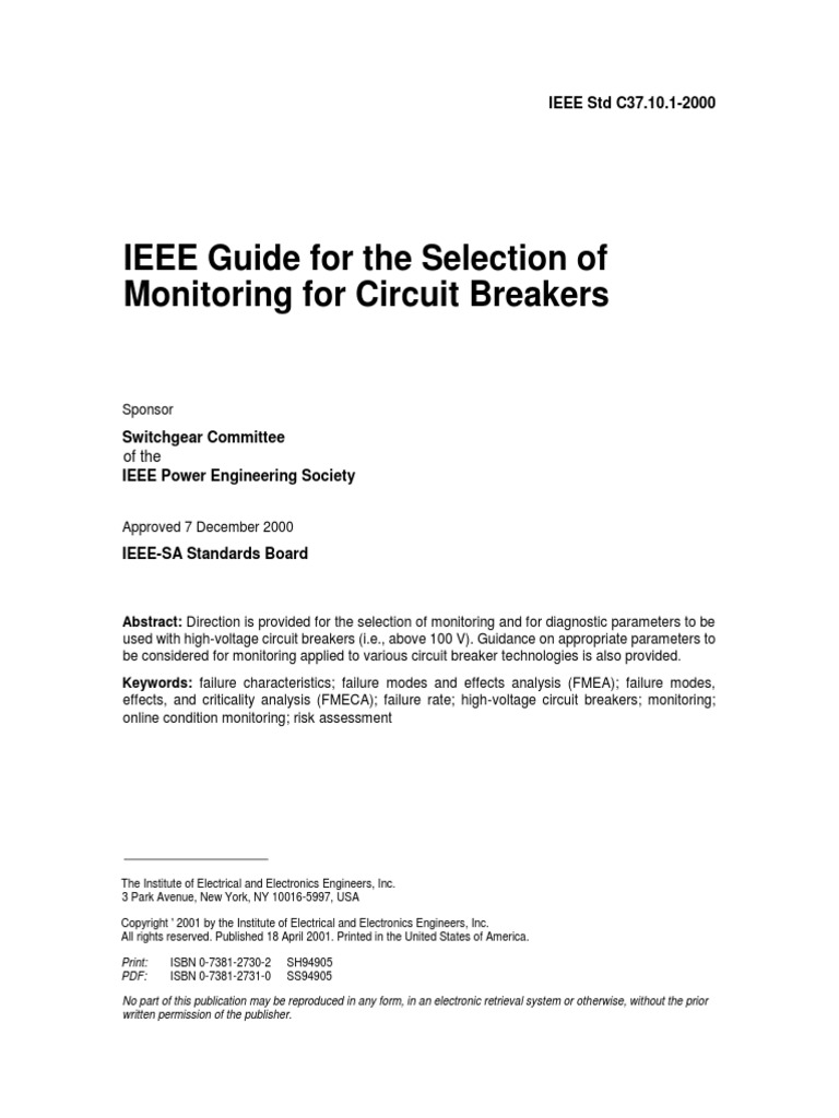 IEEE Guide For The Selection of Monitoring For Circuit Breakers | PDF ...