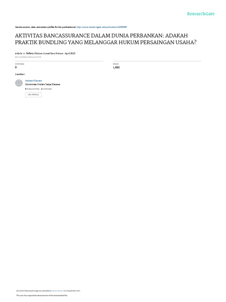 Bancassurance dan Hukum Persaingan Usaha | PDF