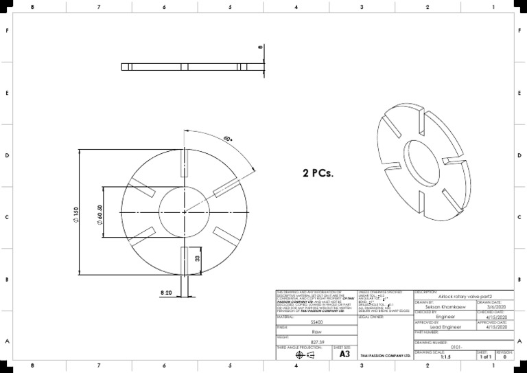 Airlock Rotary Valve Drawing | PDF | Mechanical Engineering | Teaching ...