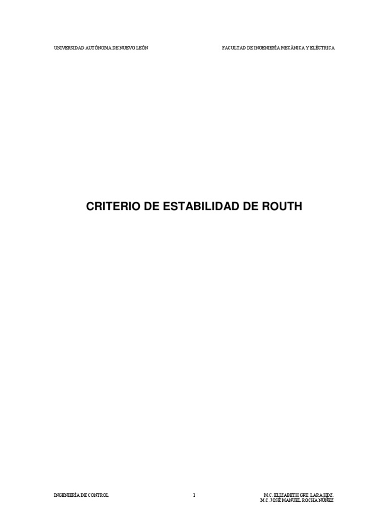 Criterio de Estabilidad de Routh - Hurwitz | PDF | Factorización ...