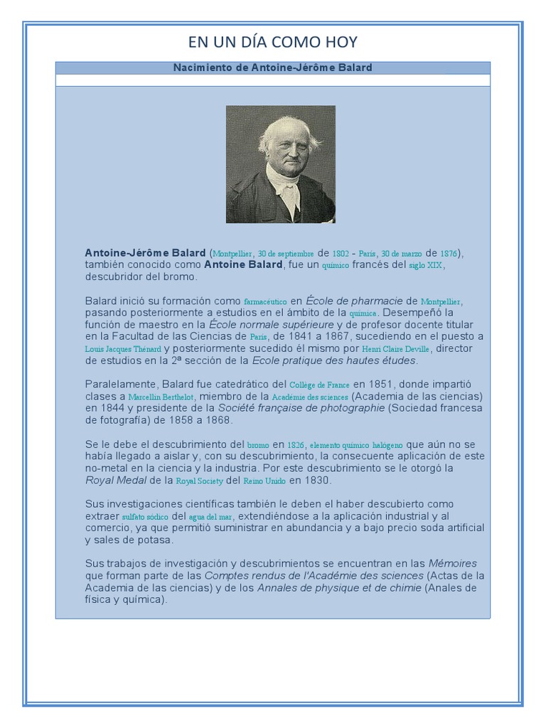 Nacimiento de Antoine-Jérôme Balard | PDF | Viajes y turismo