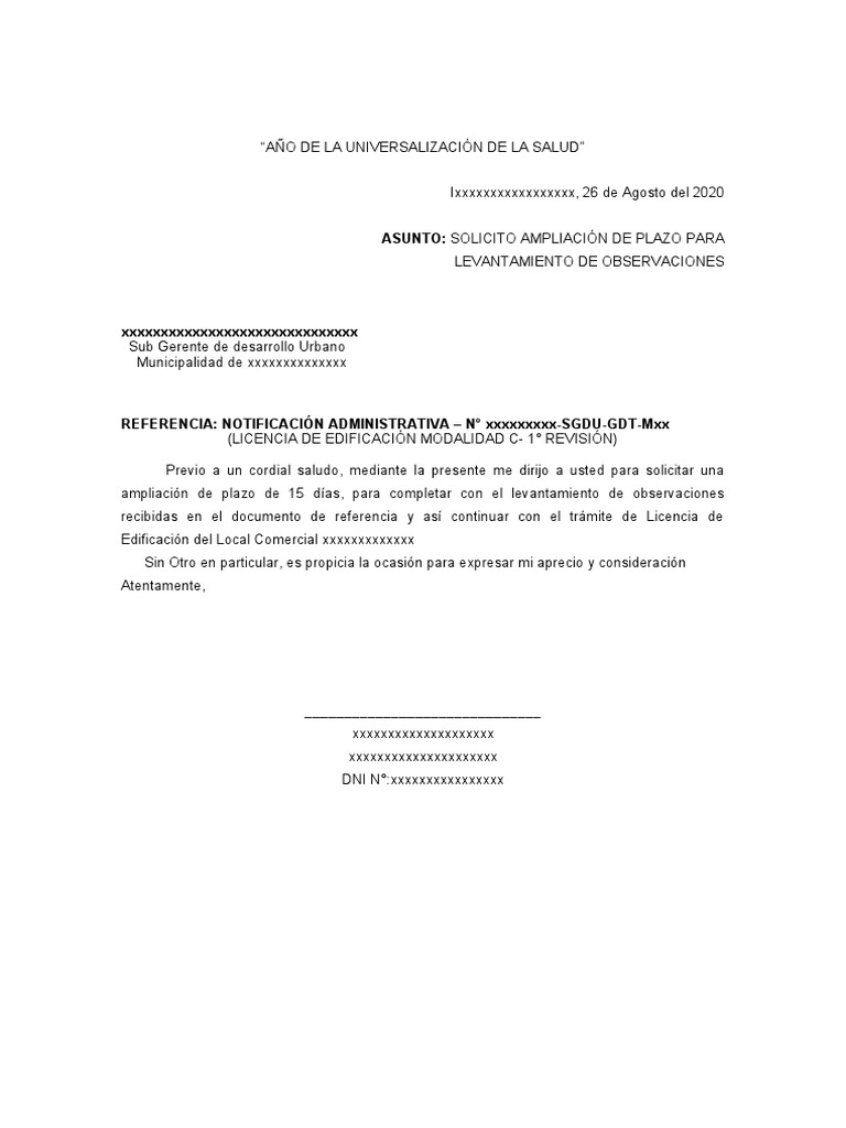 CARTA Ampliacion de Plazo | PDF