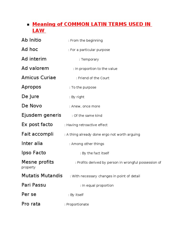 Common Latin Legal Terms Explained | PDF