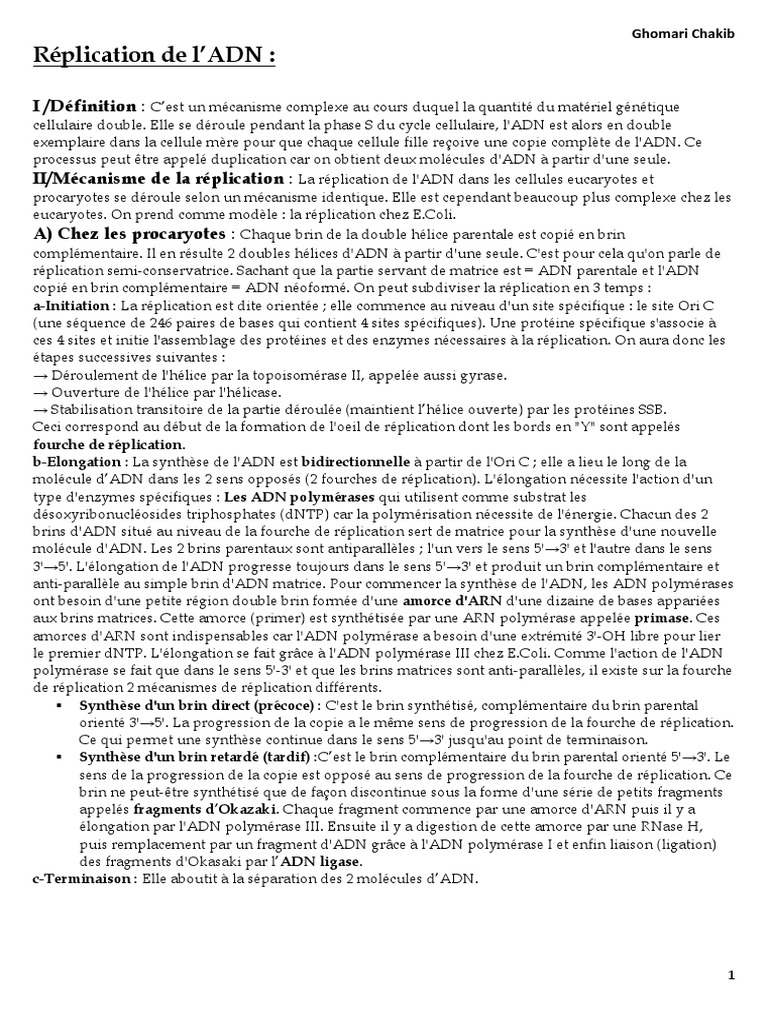 Résumé GC | Download Free PDF | Réplication de l'ADN | ADN