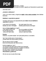 Ejemplos de oraciones con "can" y "can't" | PDF