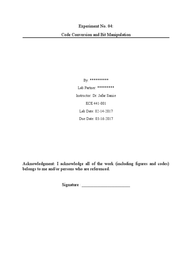 Experiment No. 04: Code Conversion and Bit Manipulation | PDF | Computer Program | Programming