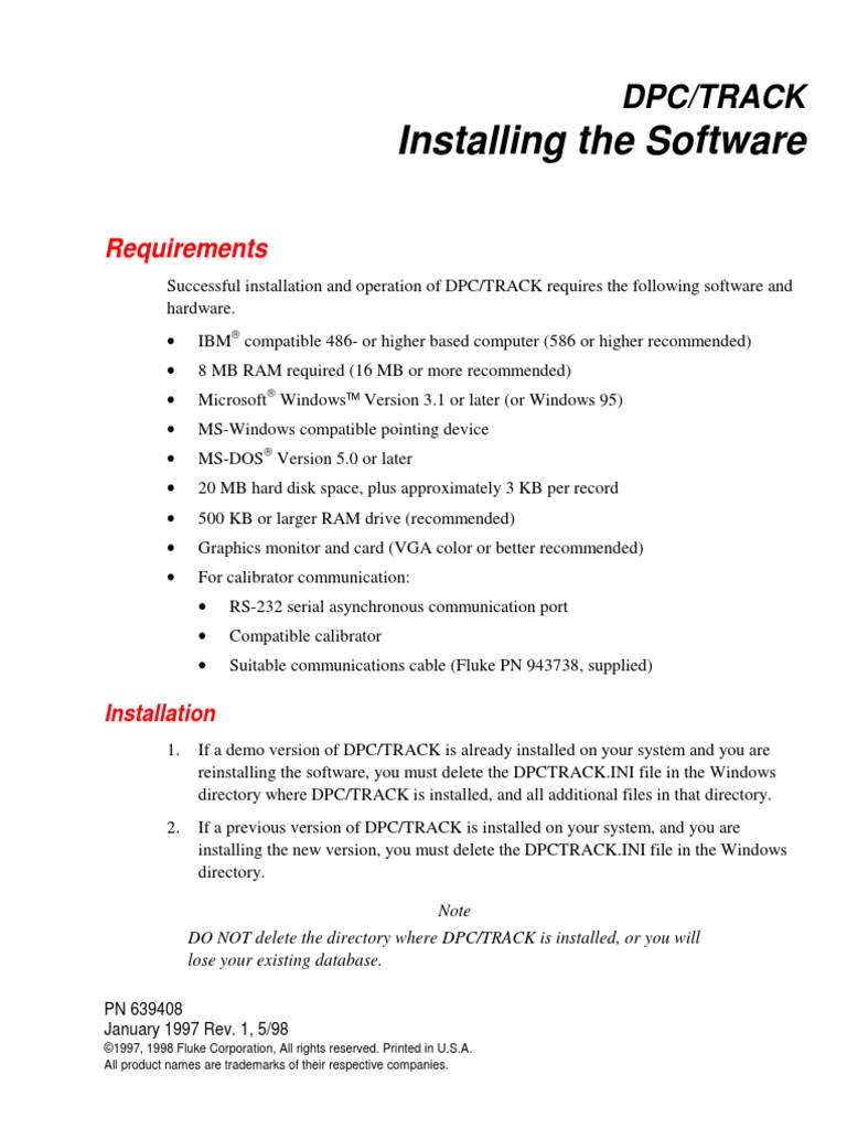 Installing The Software: Dpc/Track | PDF | Directory (Computing) | Floppy Disk