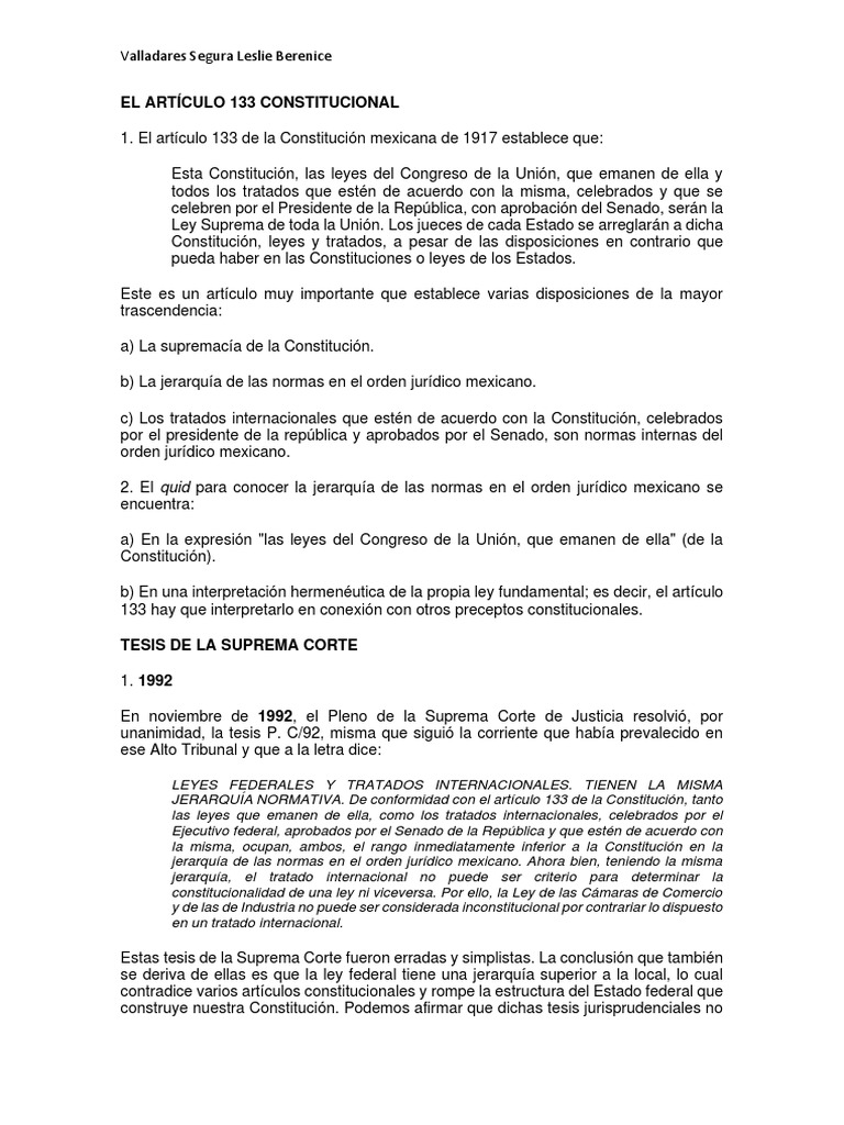 Articulo 133 | PDF | Federación | Constitución