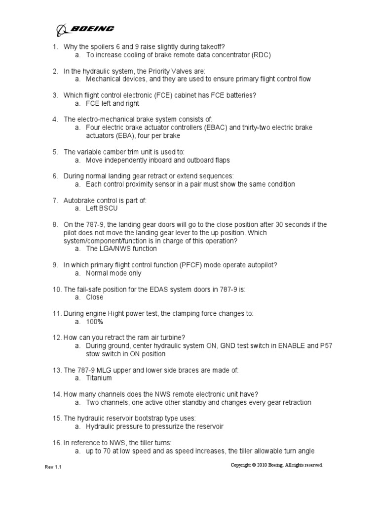 Review Questions - Block 1 | PDF | Landing Gear | Aircraft Flight ...