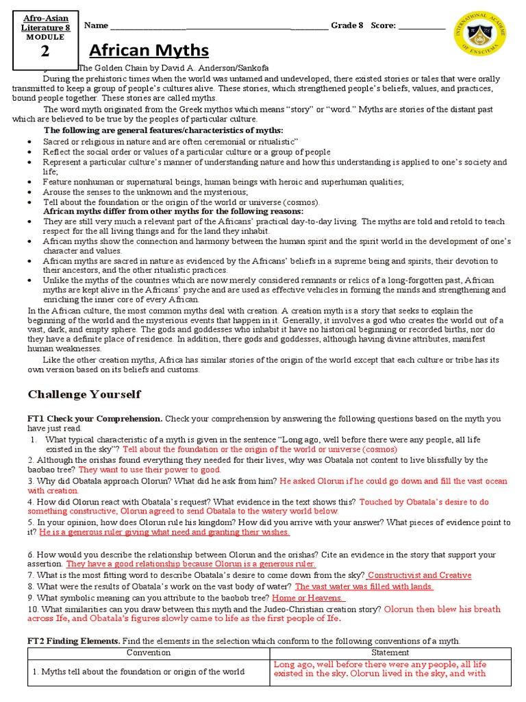 African Creation Myth | PDF | Creation Myths | Mythology