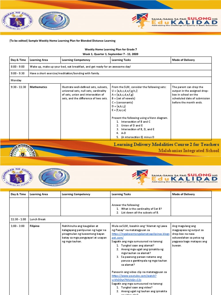 Learning Delivery Modalities Course 2 For Teachers: Malabanias ...
