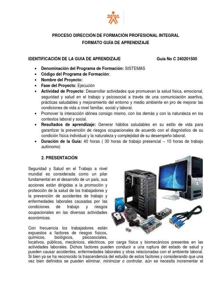 GFPI-F-019 - GUIA - DE - APRENDIZAJE TRANSVERSAL SST - 40hs | PDF | Naturaleza | Labor