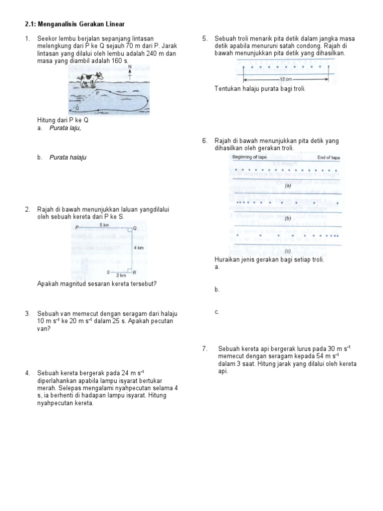 Bab 2.1-Menganalisis Gerakan Linear - Soalan PDF | PDF