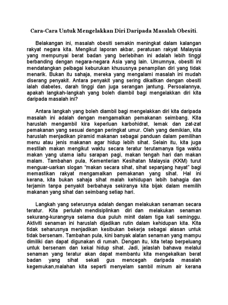 Langkah Mencegah Masalah Obesiti | PDF