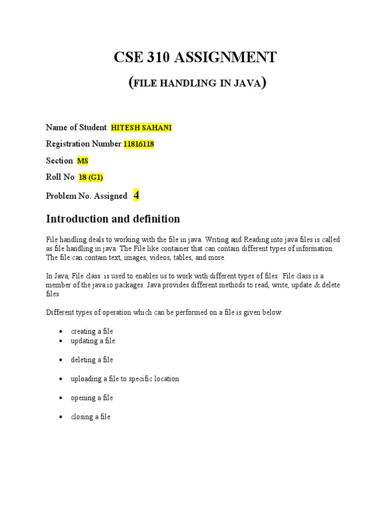 Cse 310 Assignment : 4 Introduction and Definition | PDF | Boolean Data Type | Computer File