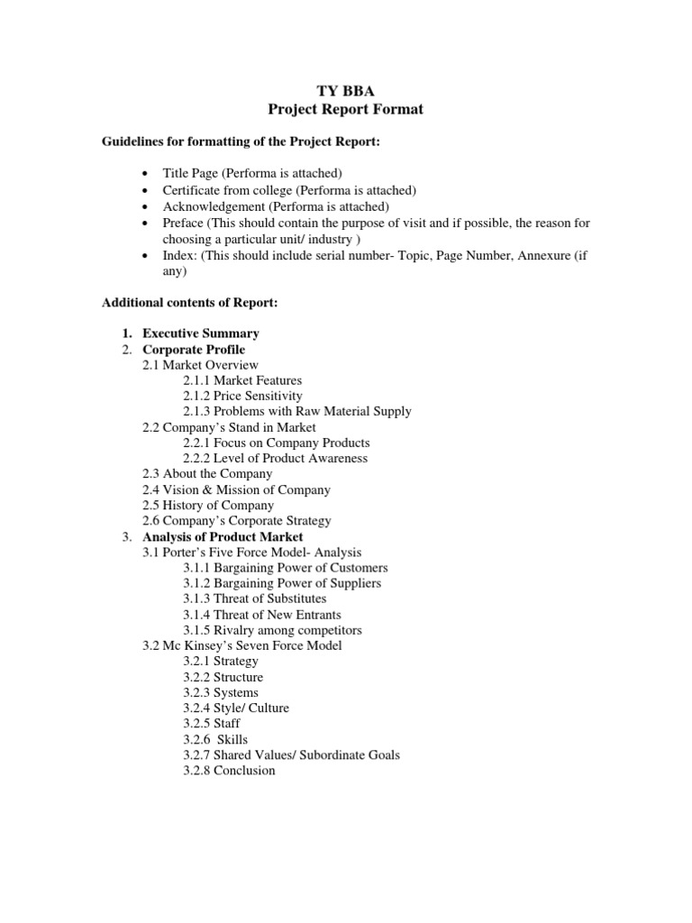 Ty Bba Project Report Format | PDF