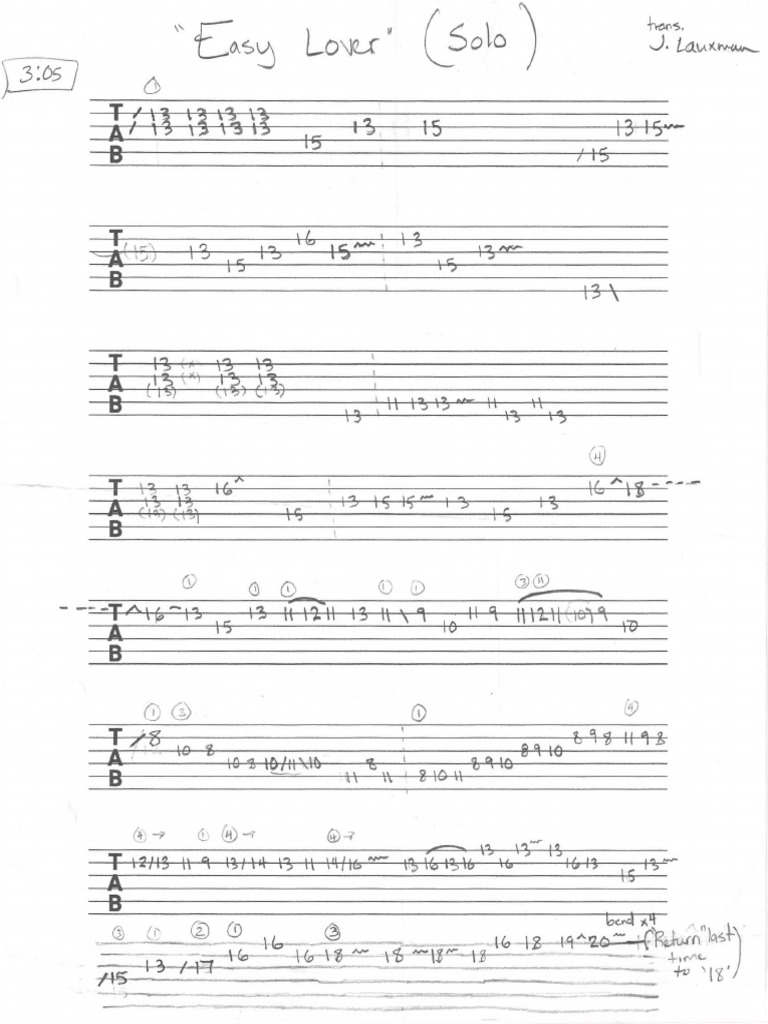Easy Lover Guitar Solo TAB | PDF