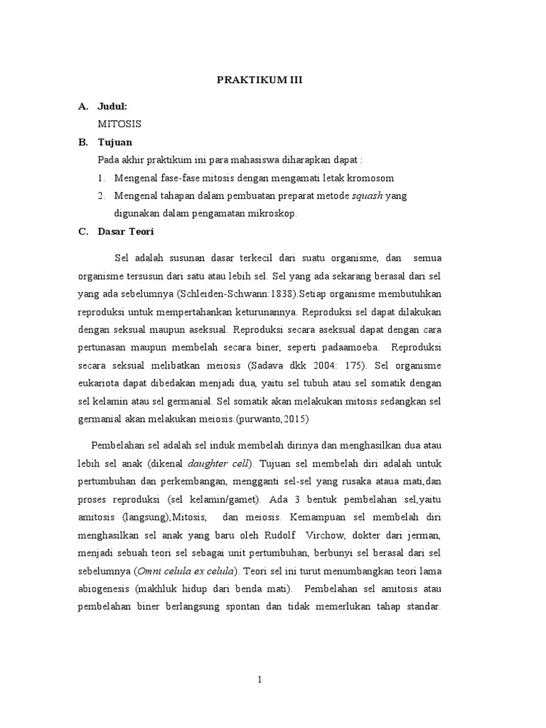 Fase Mitosis dan Metode Squash | PDF | Sains & Matematika