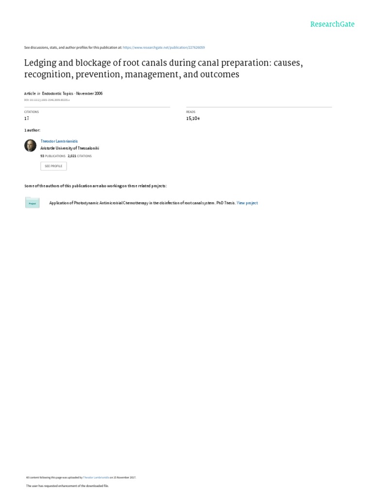 Ledging and Blockage of Root Canals During Canal Preparation: Causes ...