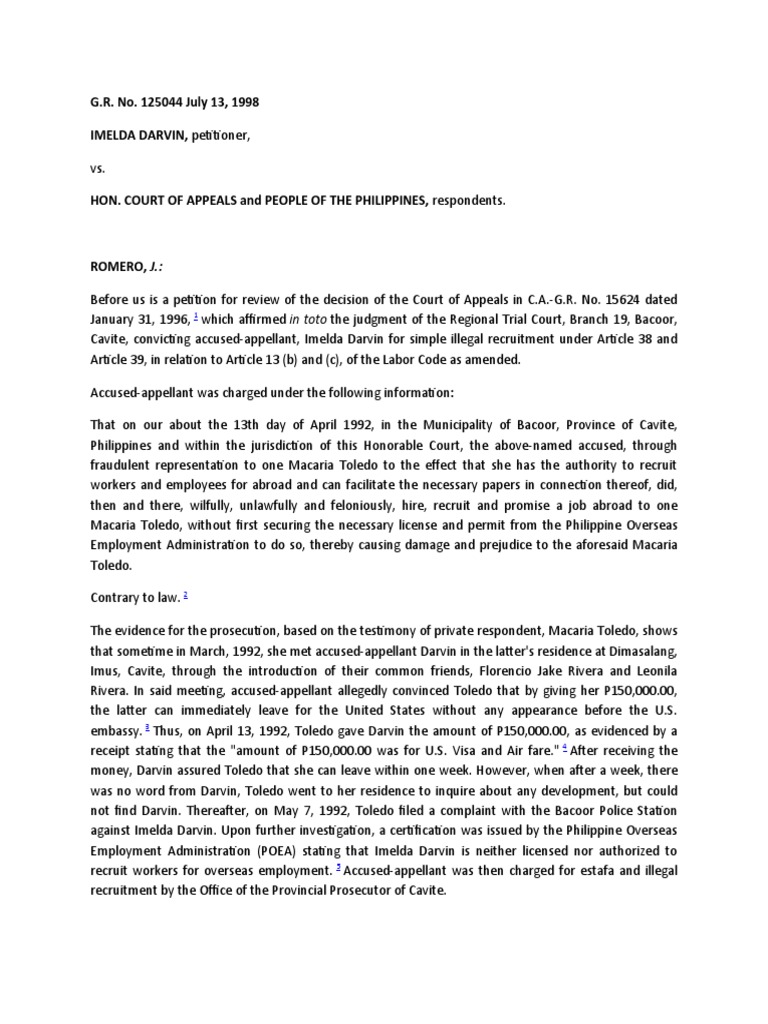 Darvin Vs CA | PDF | Burden Of Proof (Law) | Reasonable Doubt