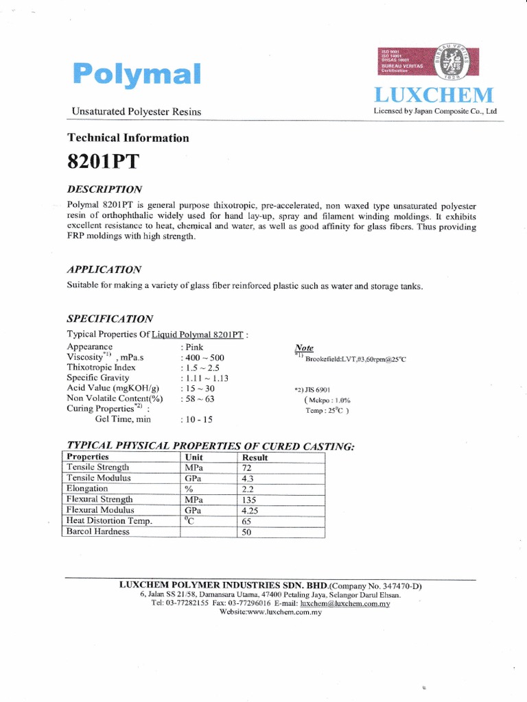 TDS Resin | PDF | Fibre Reinforced Plastic | Fiberglass