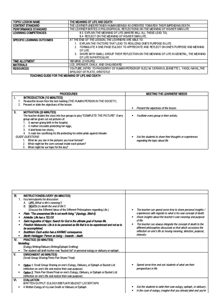 I. Introduction (10 Minutes) : Present The Objectives of The Lesson ...