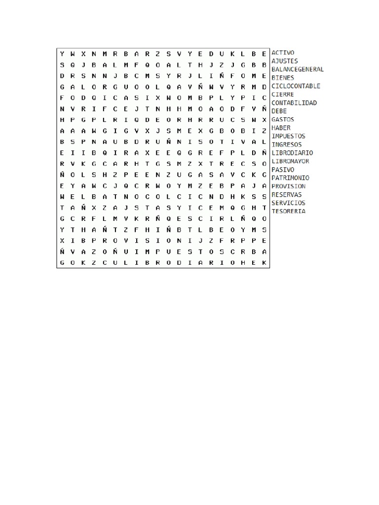 Sopa de Letras Contabilidad