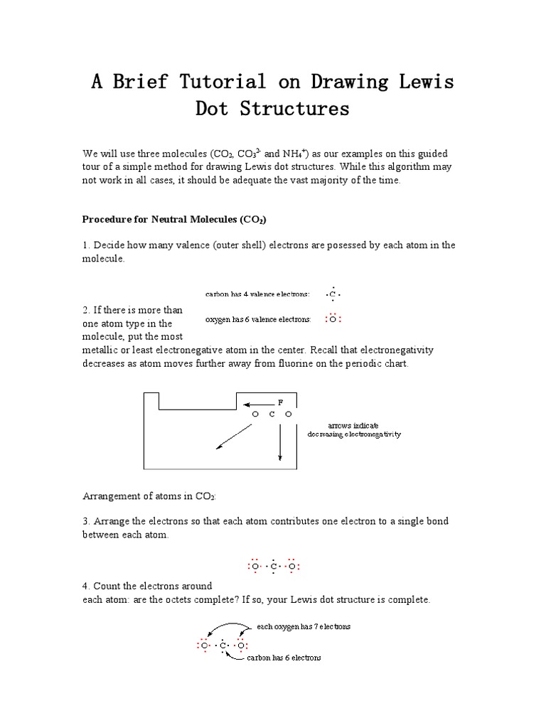 A Brief Tutorial On Drawing Lewis Dot Structures | PDF | Ion | Atomic ...