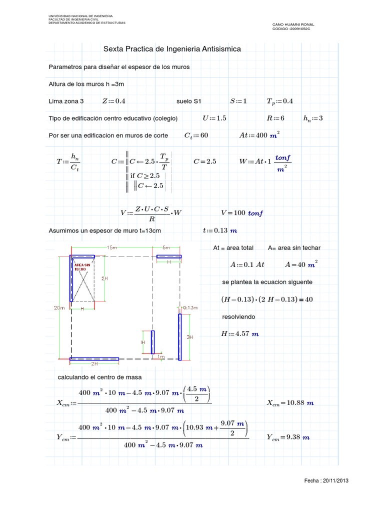 Calculo Manual Del Centro de Rigidez Edificio de 1 Planta PDF | PDF | Academia | Ingeniería