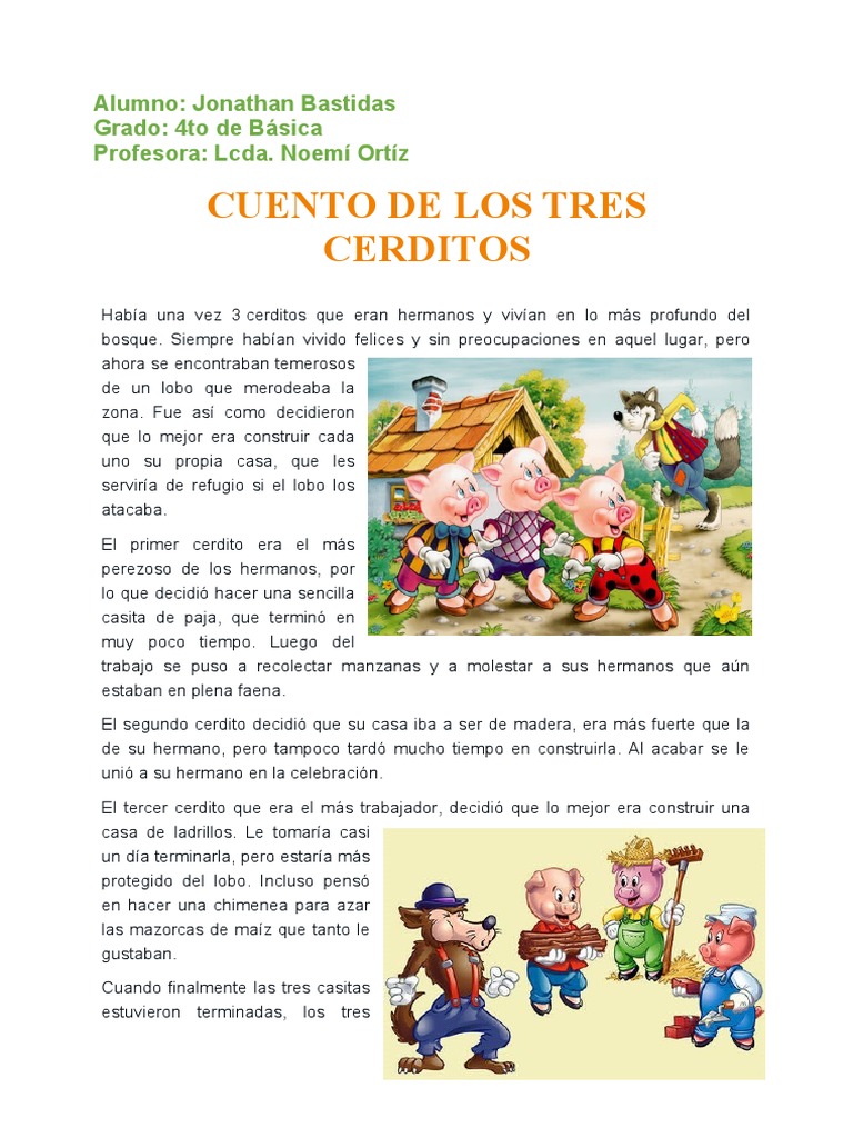 Cuento De Los Tres Cerditos Para Imprimir 6. Los Tres Cerditos