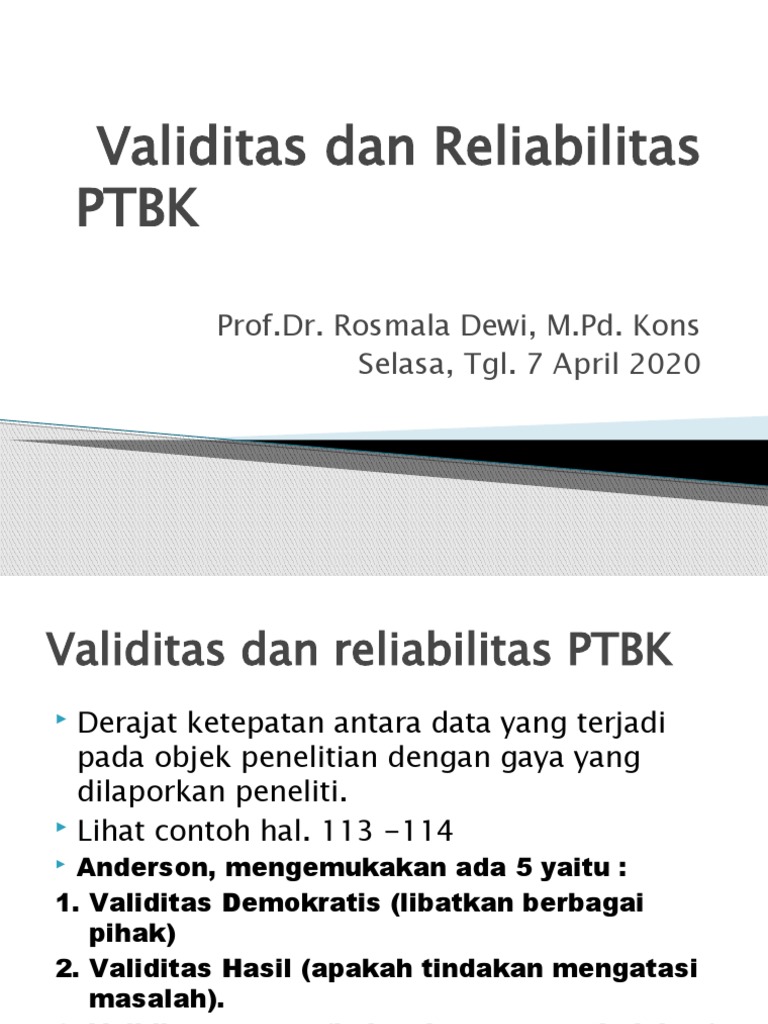 Materi Validitas Dan Reliabilitas PTBK | PDF