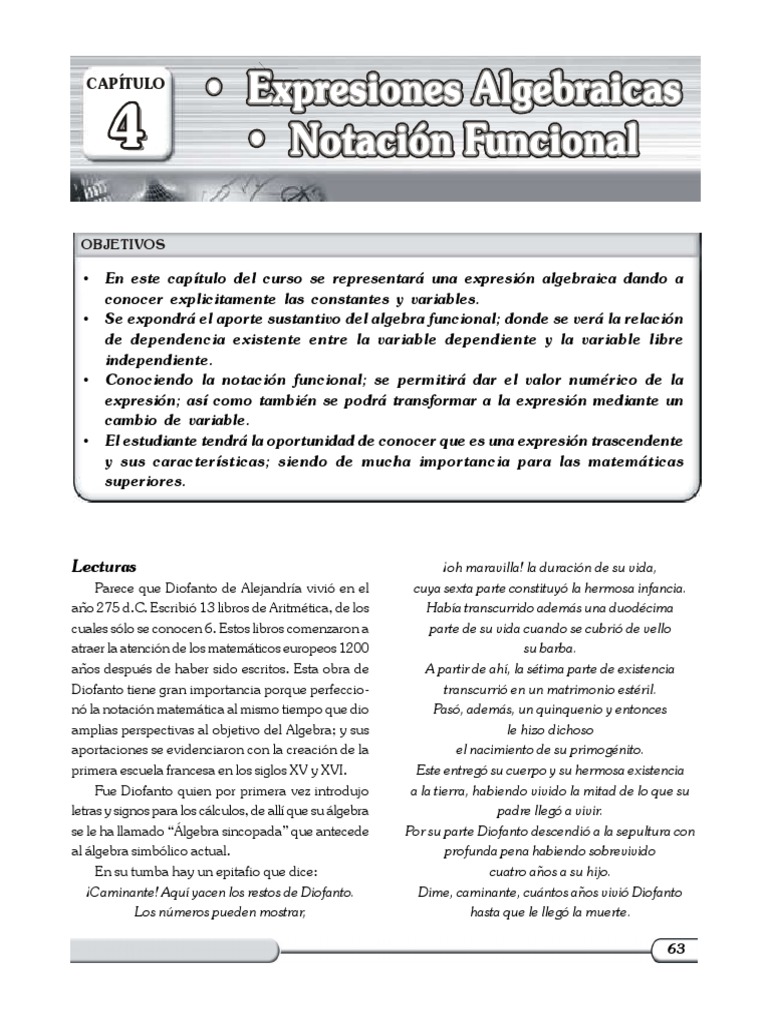 04 Expresiones Algebraicas - Notacion Funcional PDF | PDF | Función ...