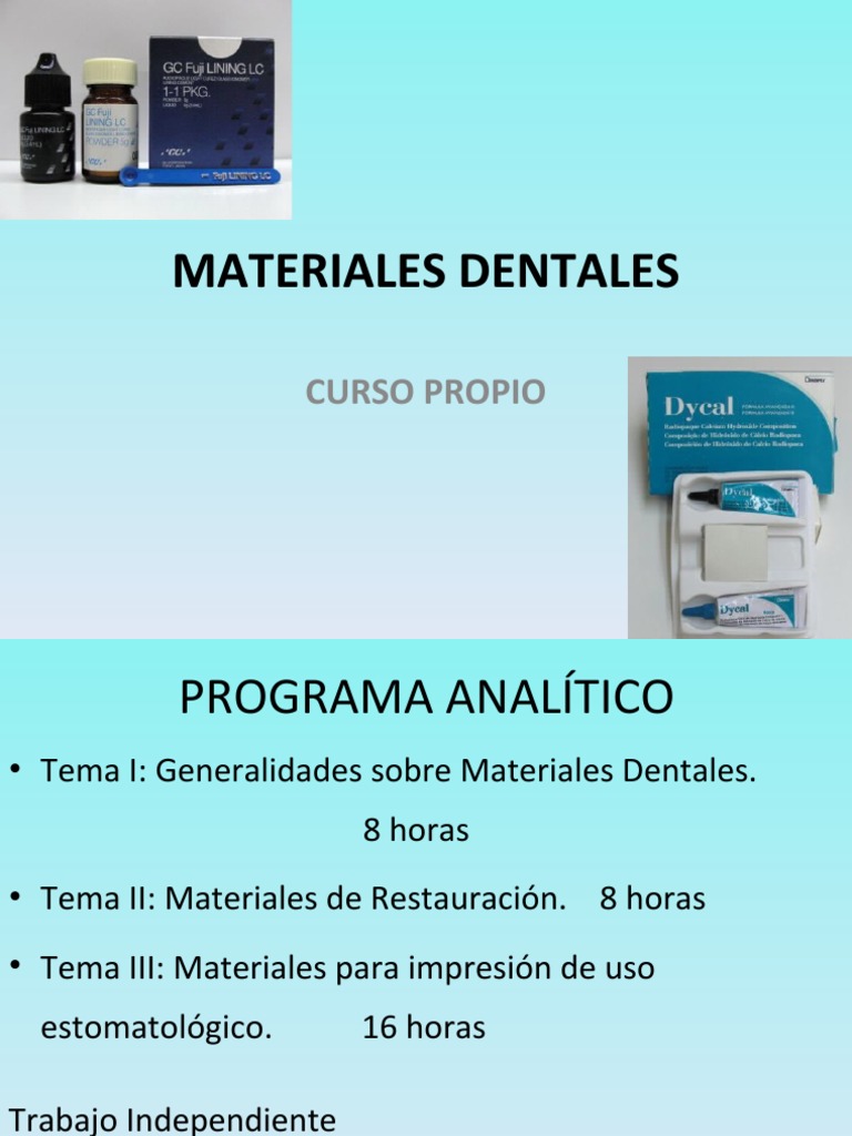 1.materiales Dentales | PDF | Odontología | Especialidades Medicas