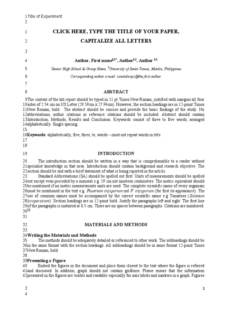 Laboratory Report - Journal Template | PDF | Paragraph | Citation