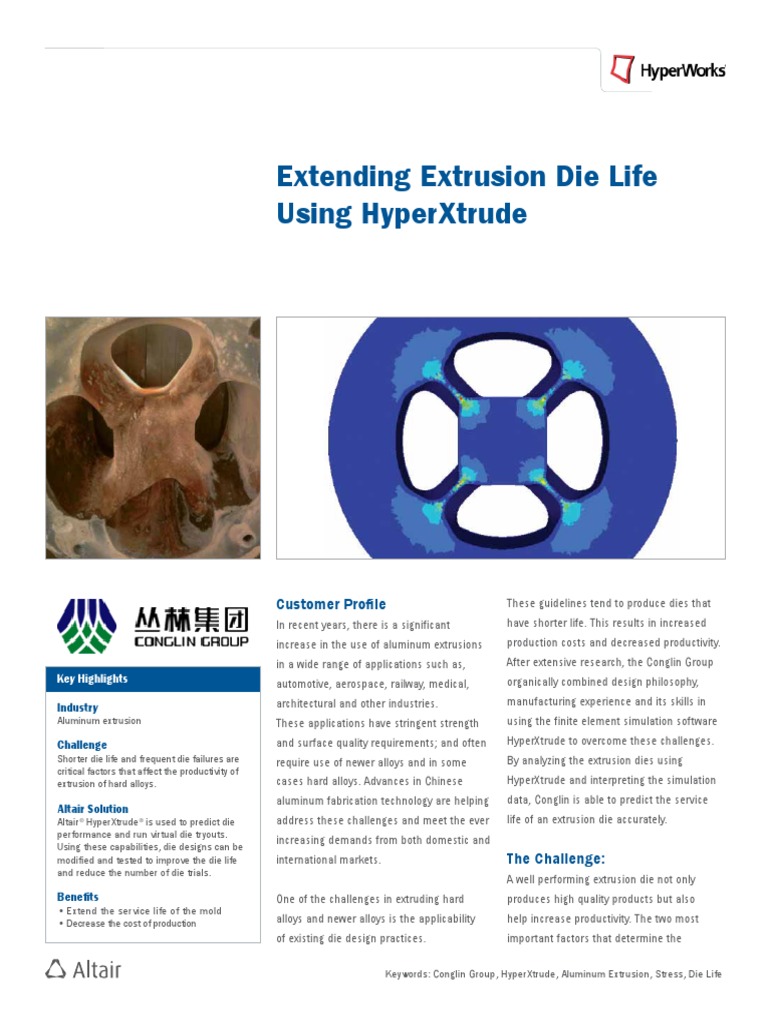 Extending Extrusion Die Life Using Hyperxtrude: Customer Profile | PDF | Extrusion | Science