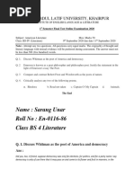 Whitman's Vision of Emotional Democracy | PDF | Love | Walt Whitman