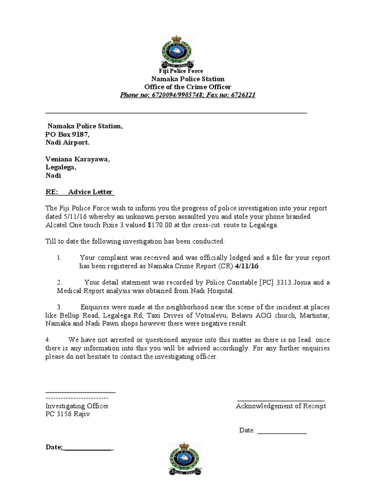 Namaka Police Station Investigation Updates | PDF | Crime & Violence ...