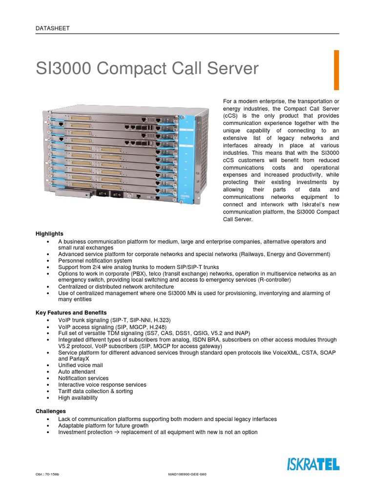 SI3000 CCS Data Sheet ENG | Download Free PDF | Session Initiation Protocol | Voice Over Ip