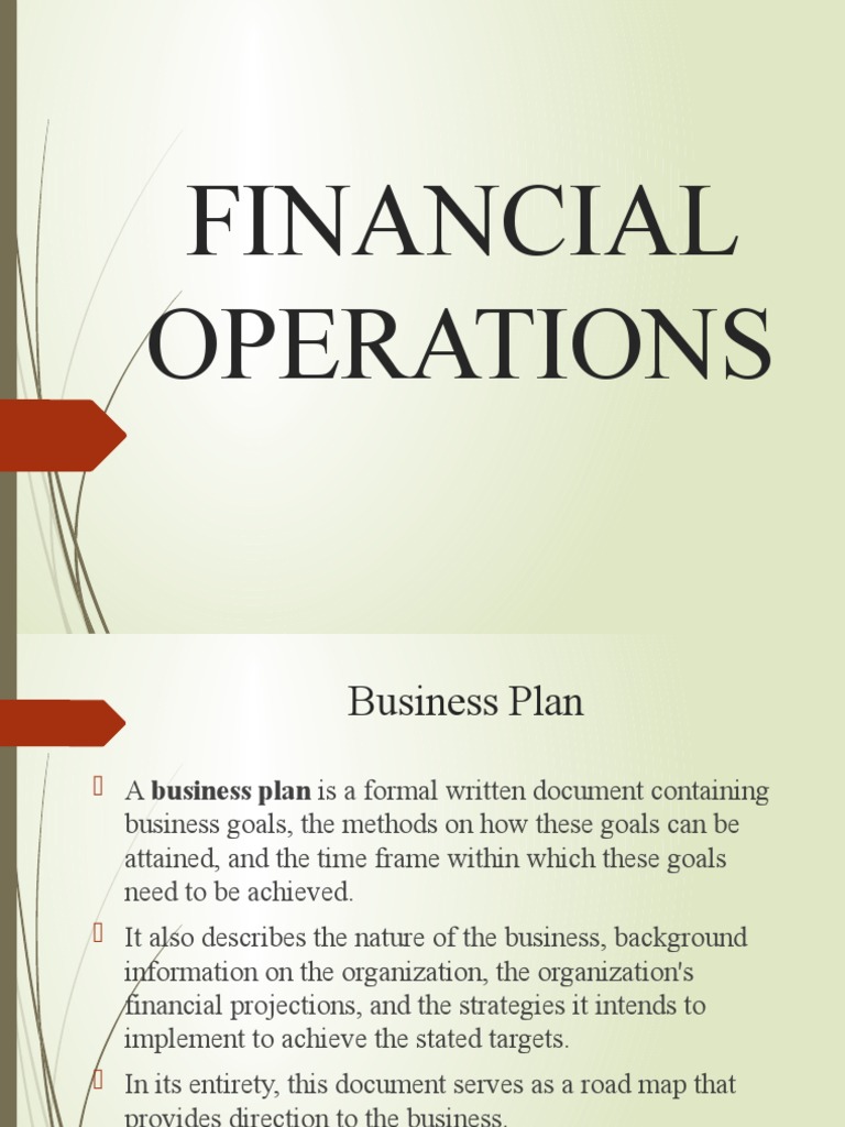 Financial Operations Business Plan Guide | PDF | Financial Capital | Budget