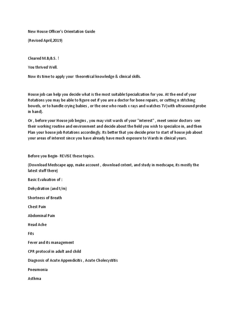 Housejob Guide | PDF | Intravenous Therapy | Rtt