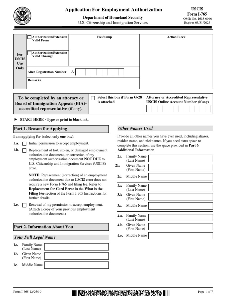 EAD (Form I-765) | PDF | Social Security Number | Government And Personhood