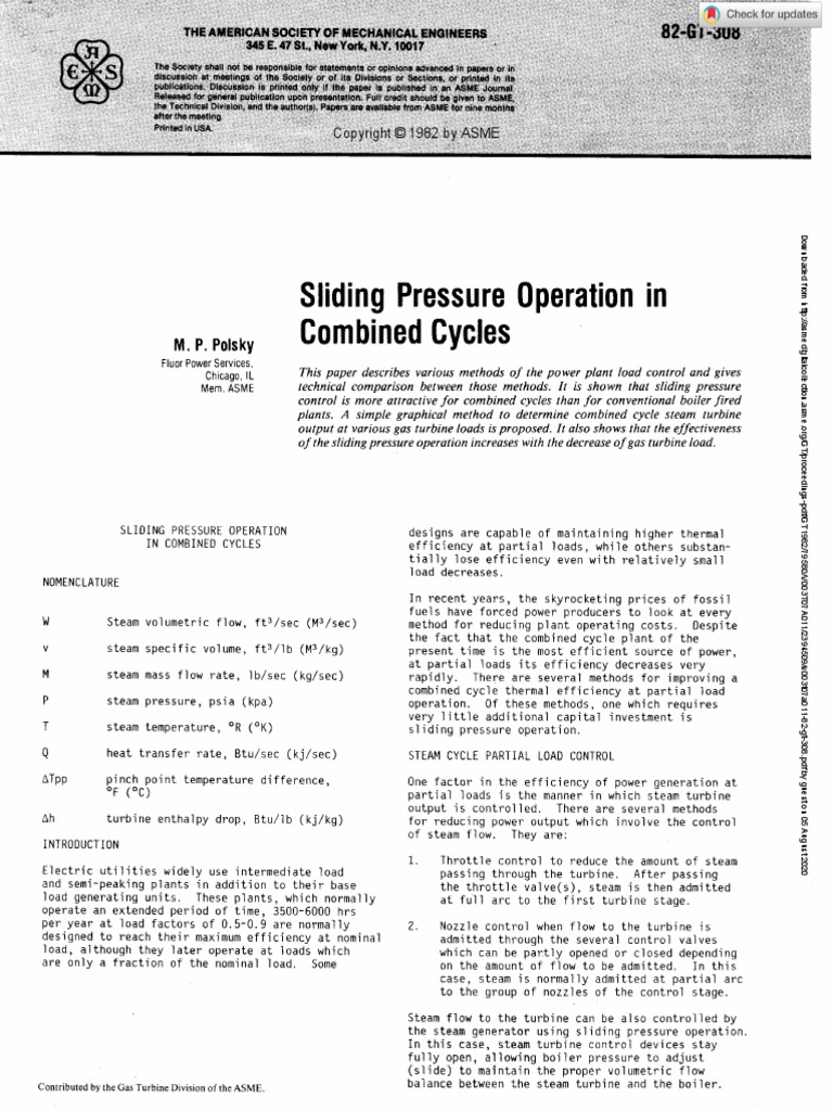 Sliding Pressure Operation in Combined Cycles | PDF | Boiler | Throttle